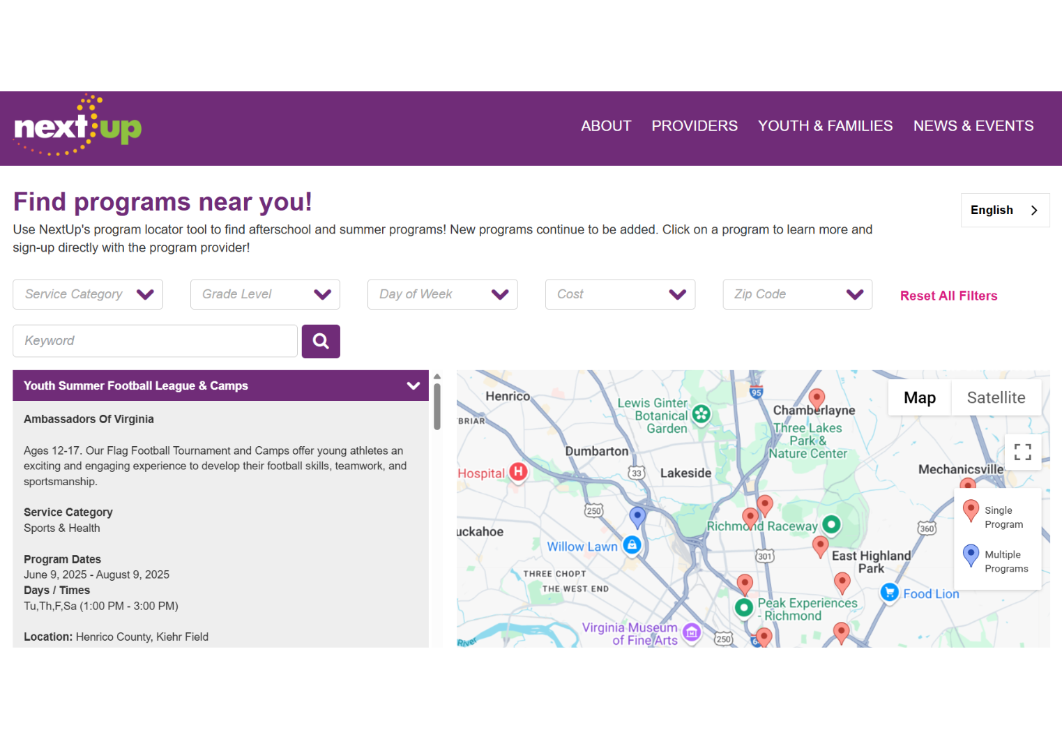 Big news! NextUp launches a new Youth Program Locator